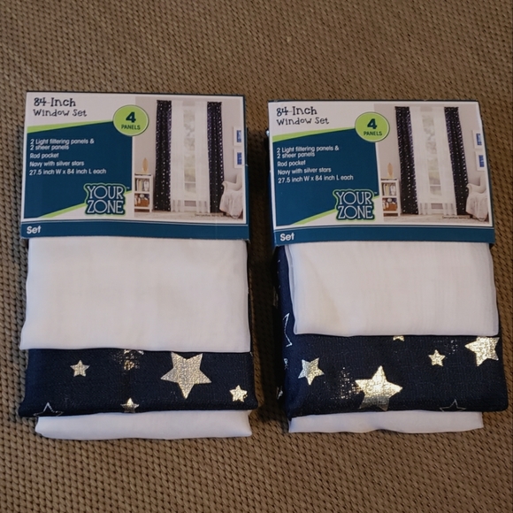 Your Zone | Accents | Your Zone Navy Blue And Sliver Stars Blackout ...